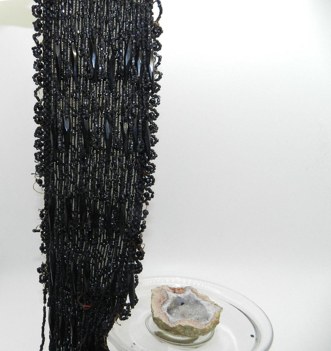 40 Inches Strip of Authentic Victorian French Jet Beads - Mourning ...