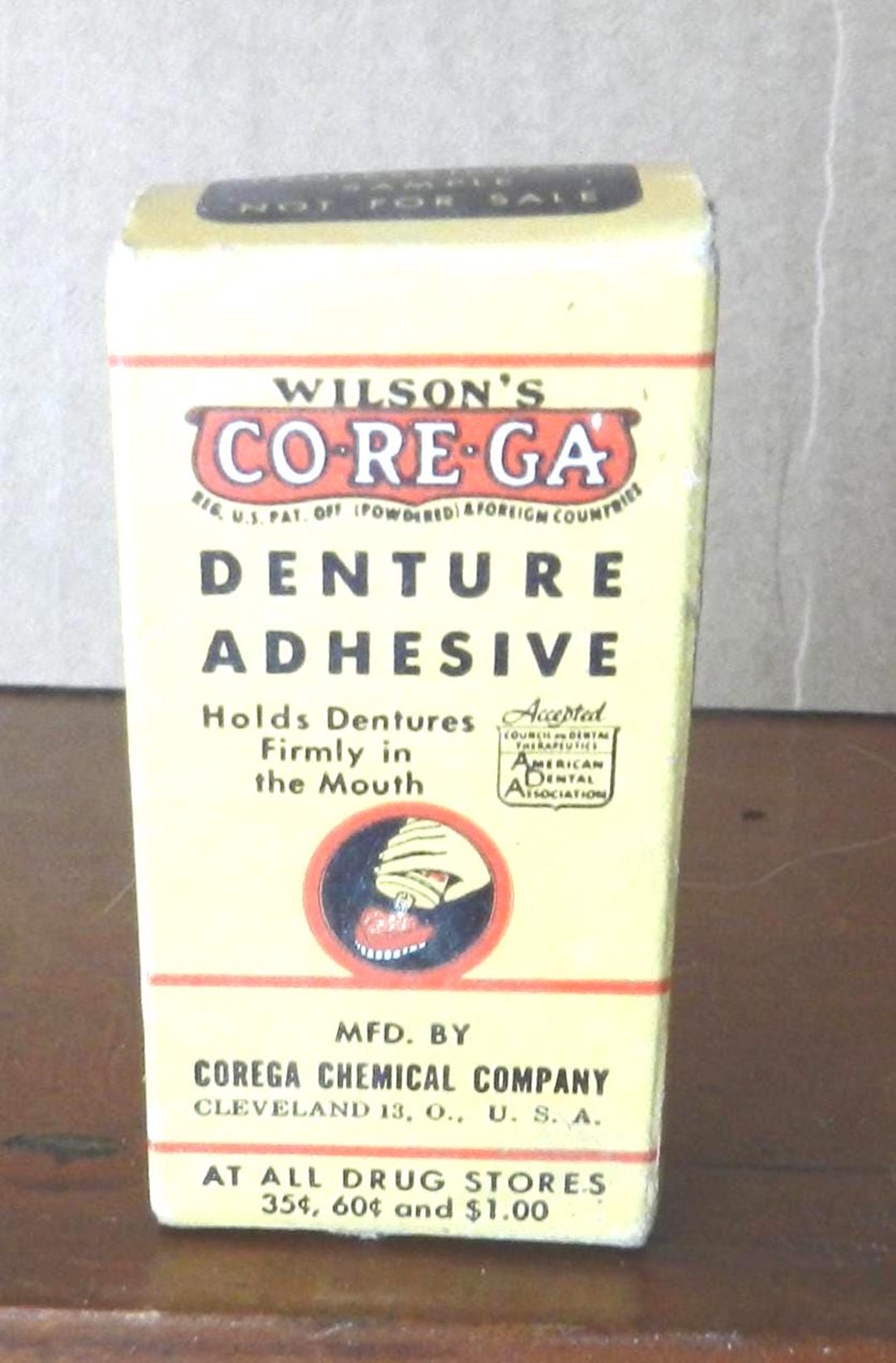 Vintage Denture Adhesive Set • Co-re-ga Box, Fasteeth Tin, Dr. Wernet’s ...