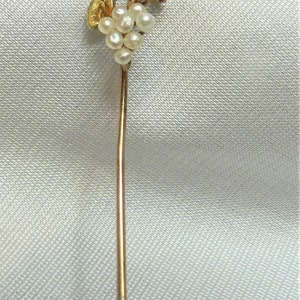 Antique 10K Pearl Cluster Stick Pin Cravat Pin Grapes Hat Pin Authentic ...