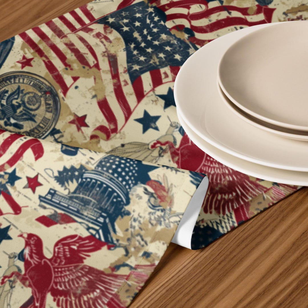 Patriotic Retro Colonial America Table Runner for Independence Day - Etsy