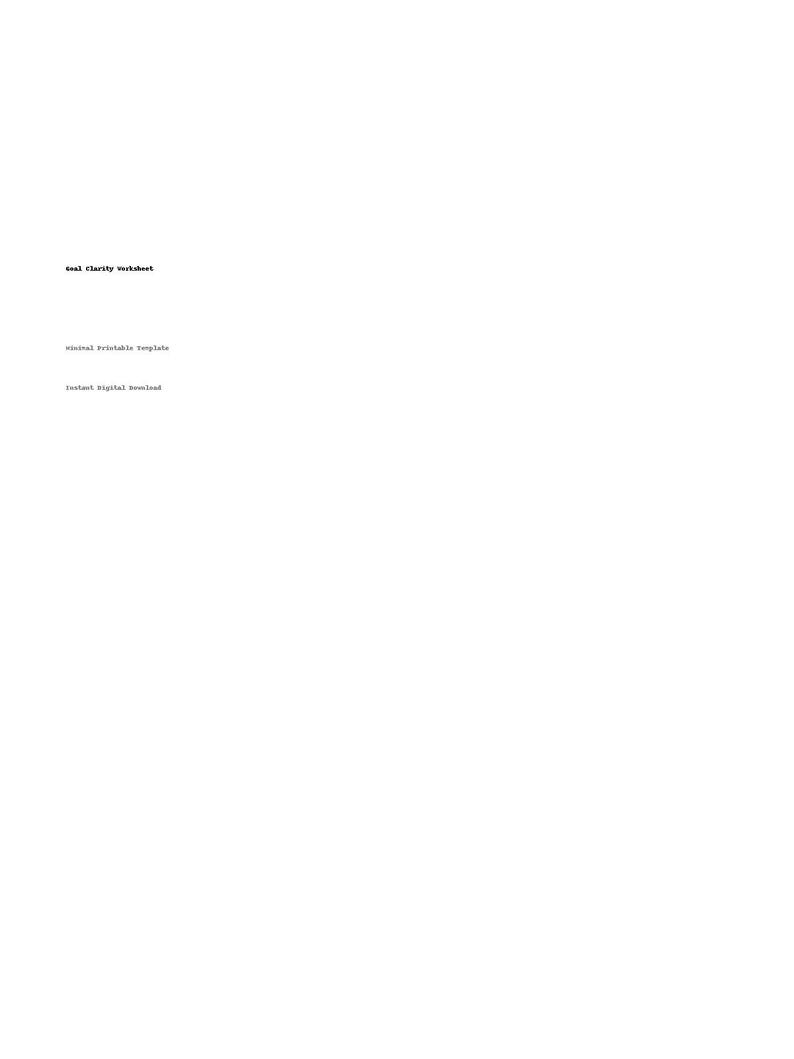 Goal Clarity Worksheet – Minimal Printable Template (instant Download ...