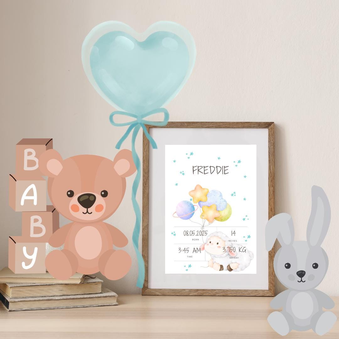 Personalized Baby Birth Stats Print | Custom Name, Dates & Weight ...
