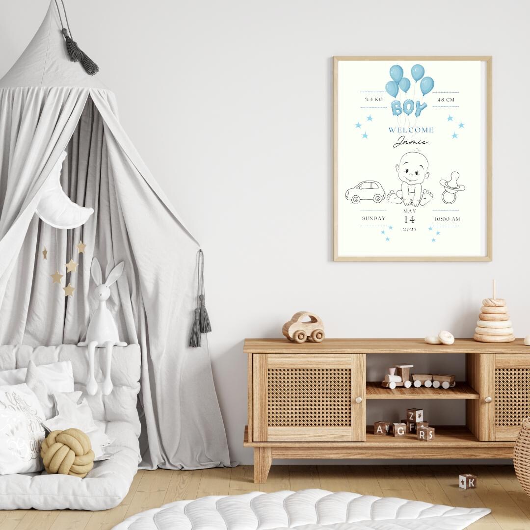 Personalized Baby Birth Stats Print | Custom Name, Date & Weight ...