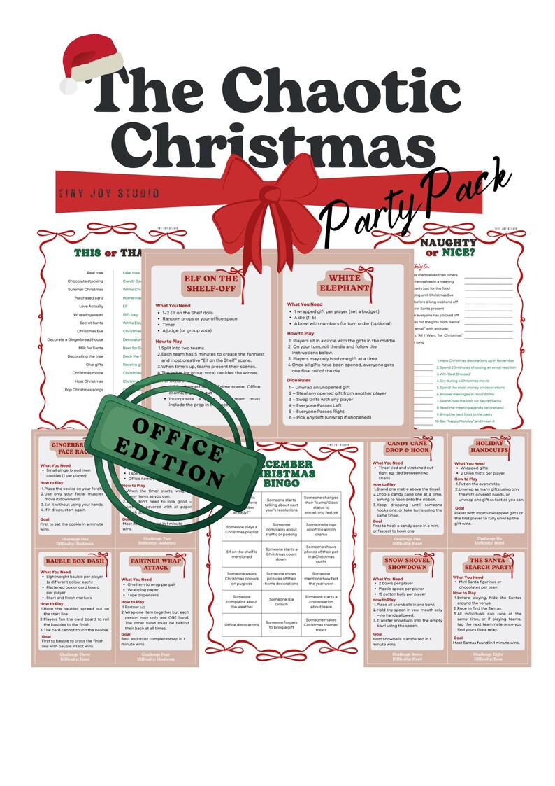 Chaotic Christmas Work Party Pack | Office Edition | Printable Games - Etsy