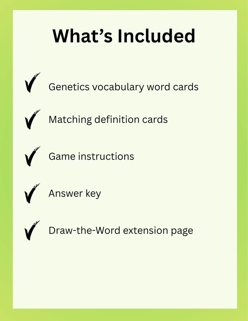 Genetics Vocabulary Matching Game | Genes & Traits | Grades 2–3 - Etsy