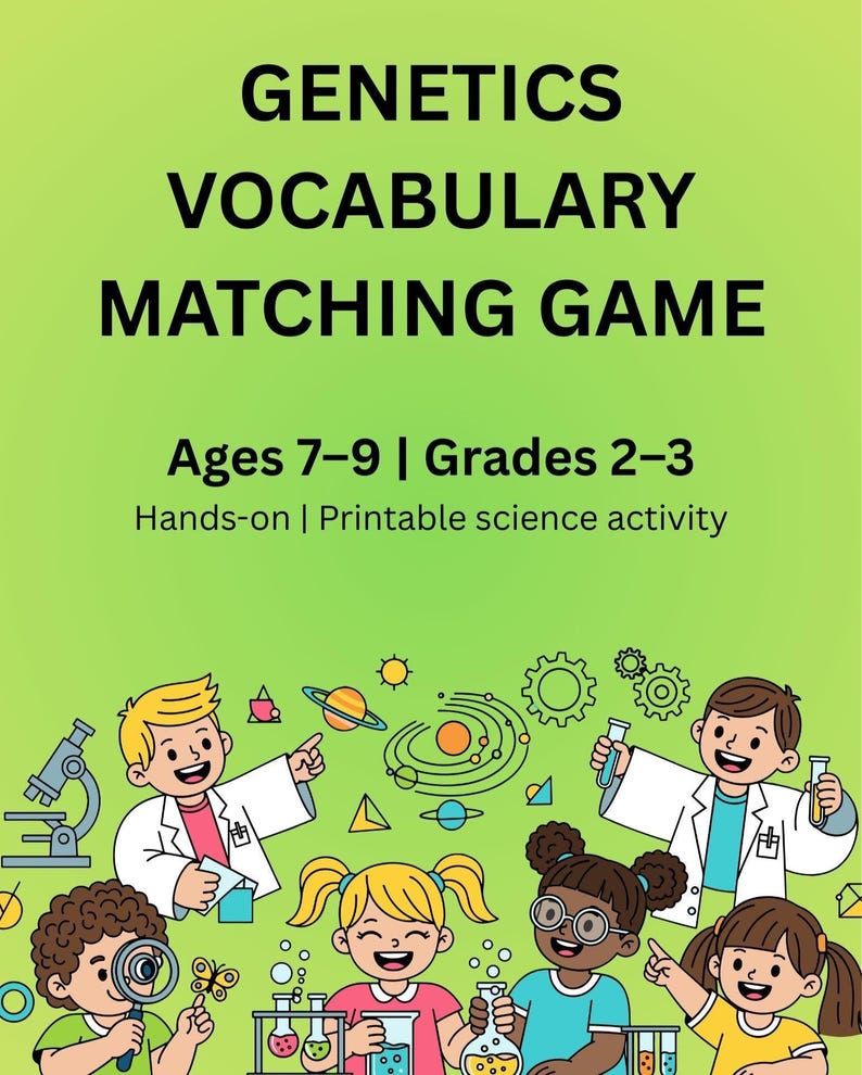 Genetics Vocabulary Matching Game | Genes & Traits | Grades 2–3 - Etsy