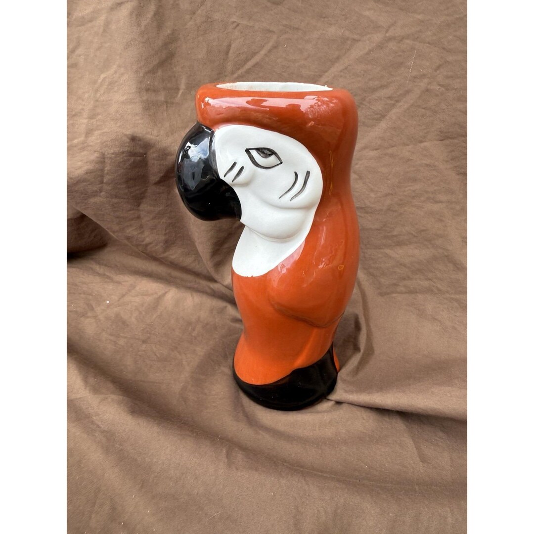 Vintage Ceramic Bird Macaw Parrot Tiki Vase Planter Gardening Flowers 8 ...