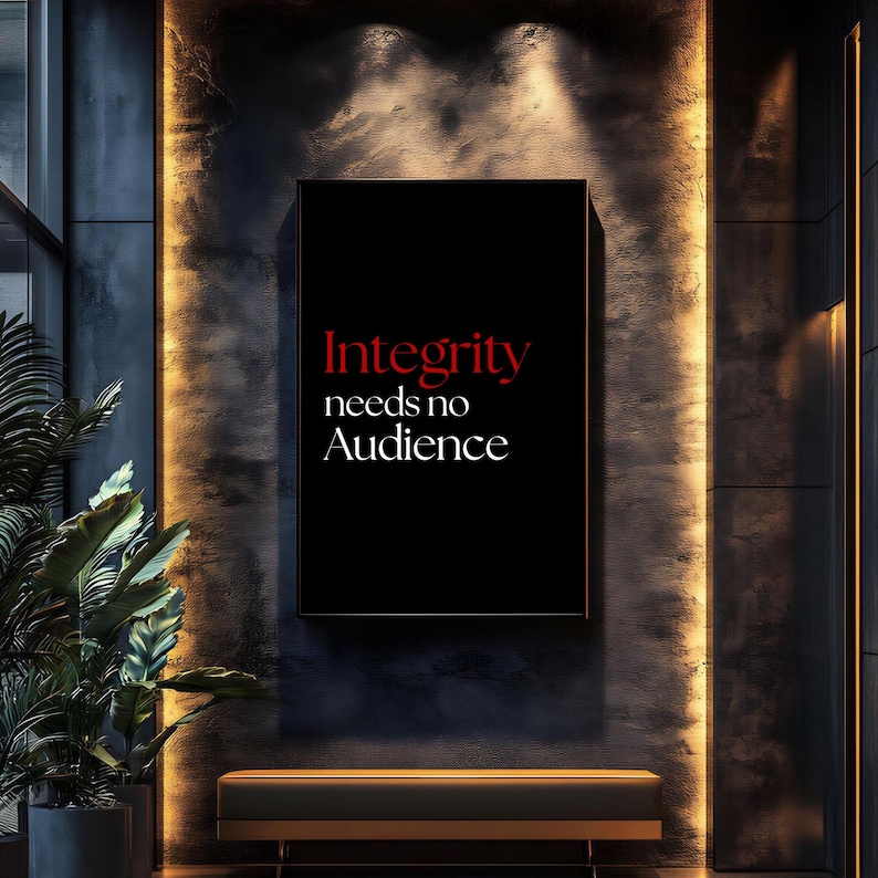 Silent Integrity Workspace Wall Art – Stoic Strength Inner Alignment Quote Poster | Stoic ...