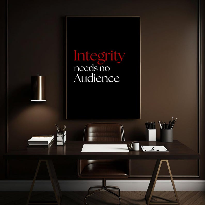 Silent Integrity Workspace Wall Art – Stoic Strength Inner Alignment Quote Poster | Stoic ...