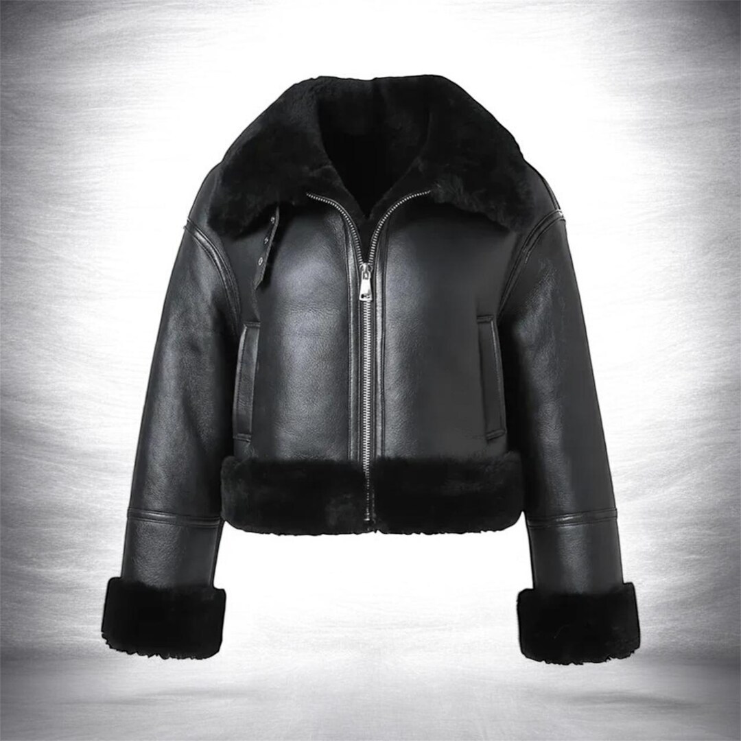Women's RAF Aviator Bomber B3 Real Leather Jacket Coat Sheepskin Pilot ...
