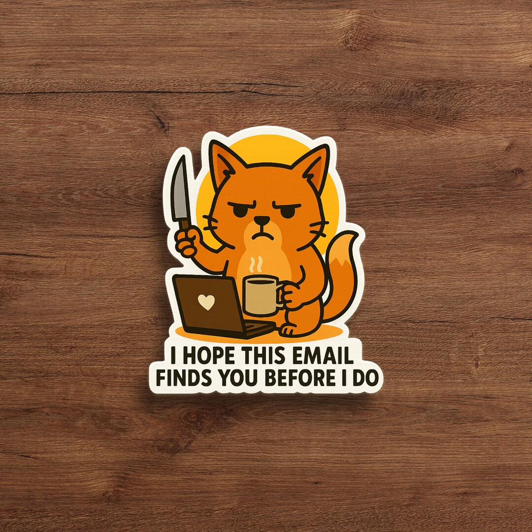 Grumpy Fox Email Sticker | Funny Office Humor, Laptop Decal - Etsy