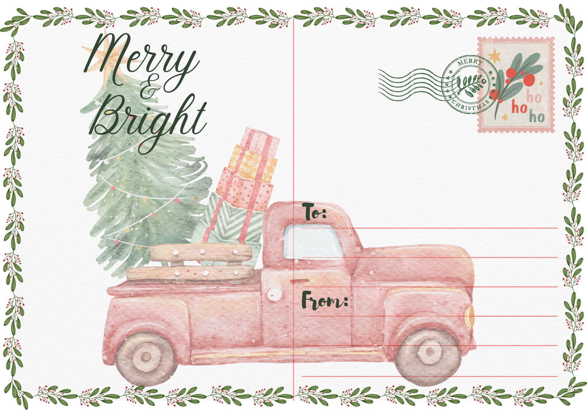 Set of 5 Printable Christmas Postcards | 5x7 Digital Download | Holiday ...