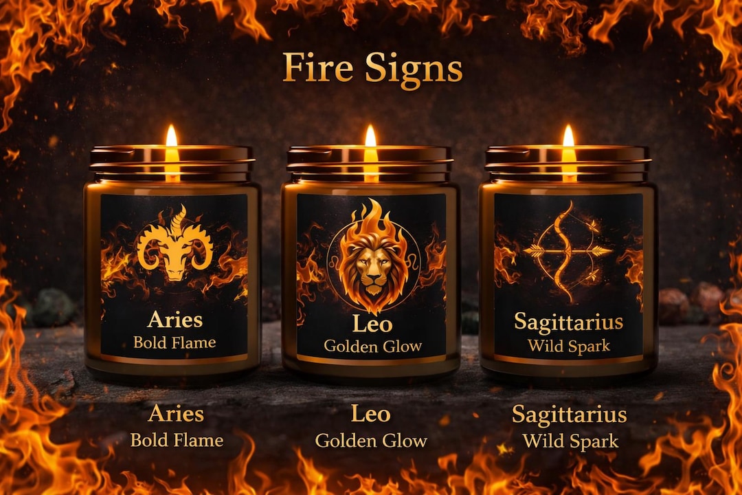 Astro Flaming Zodiac Emblem Candle Scented Soy Candle | Fire Sign ...