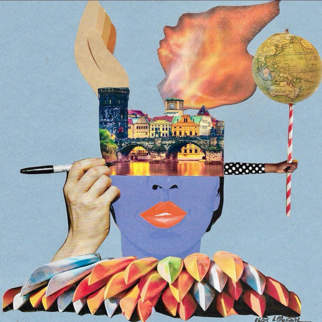 Surreal Analog Collage Art Print With Vibrant Abstract Portrait Details ...
