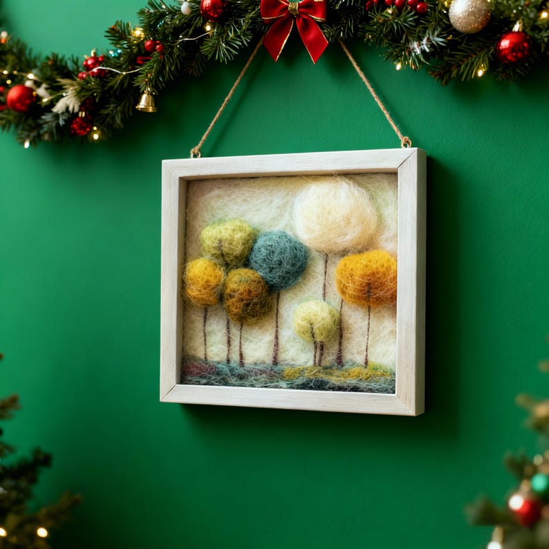 Felt Mini Landscape Painting, Handmade Wool Felting, Needle Felted ...