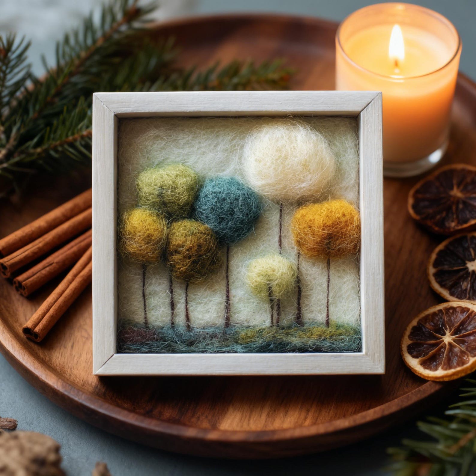 Felt Mini Landscape Painting, Handmade Wool Felting, Needle Felted ...