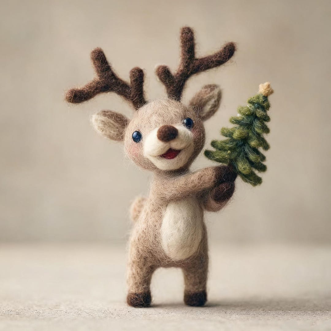 Needle Felted Wool Reindeer Handmade Christmas Decor, Handmade ...