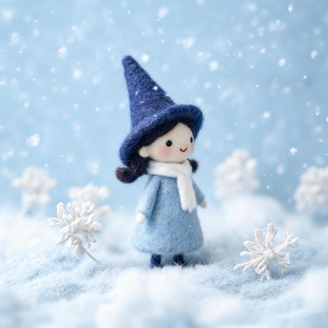 Needle Felted Little Girl With Witch Hat, Handmade Wool Felted Doll ...