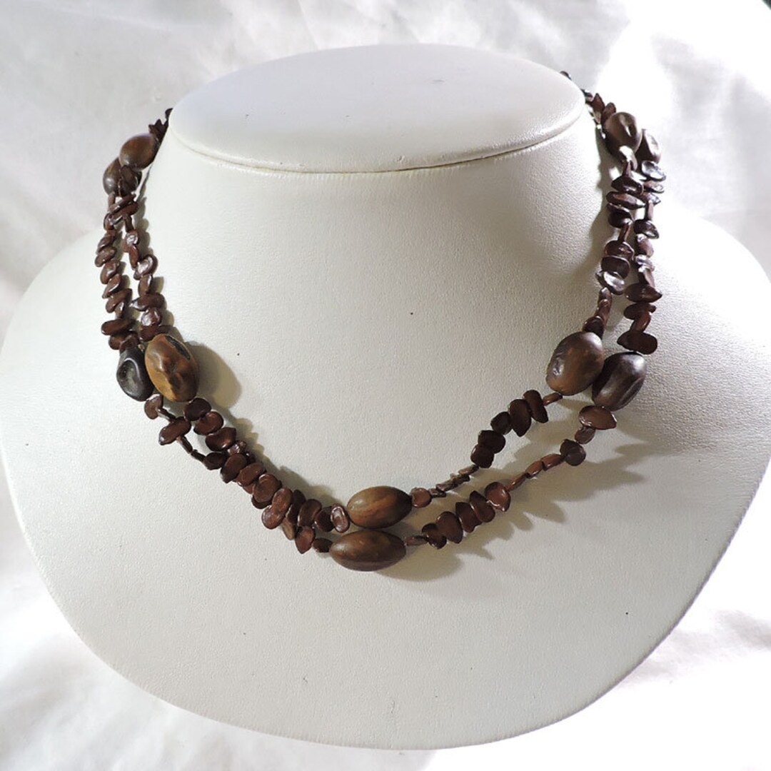 Vintage Brown Seed Pod Bead Necklace C1960’s - Etsy