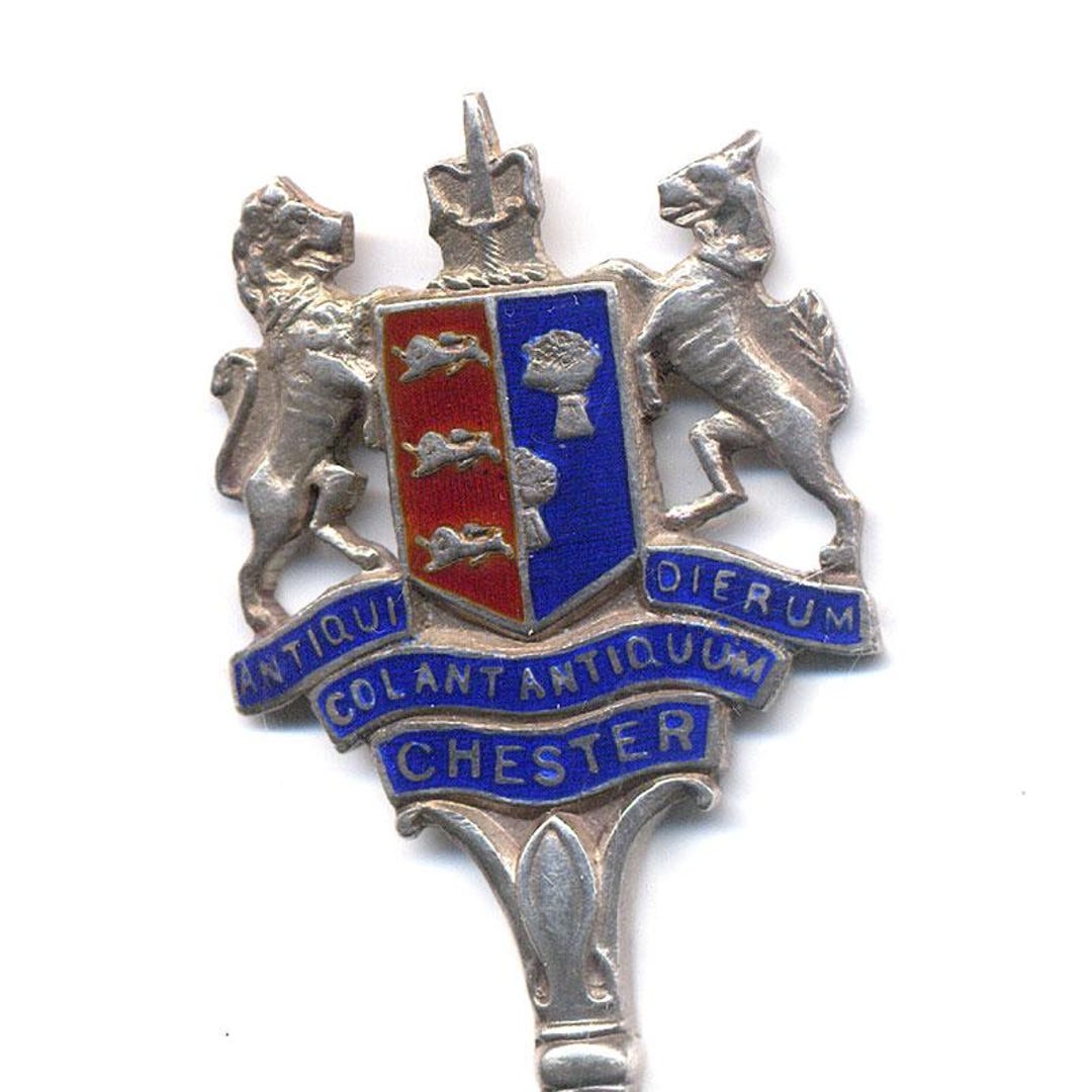 Vintage Enamel Chester Shield Sterling Silver Souvenir Spoon - Etsy
