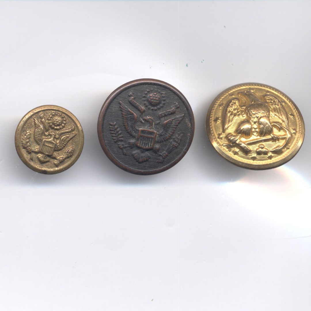 3 Vintage US Army, Navy Brass Buttons - Etsy
