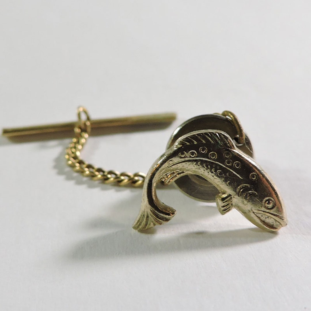 Vintage Salmon Fish Tie Tack Pin - Etsy
