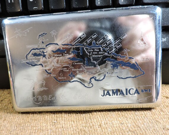 Vintage Jamaica Map Cigarette Case by Tallent Cigaret… - Gem