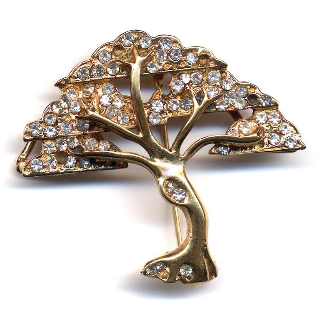 Vintage Tree of Life Rhinestone Brooch by Bijoux Cascio - Etsy