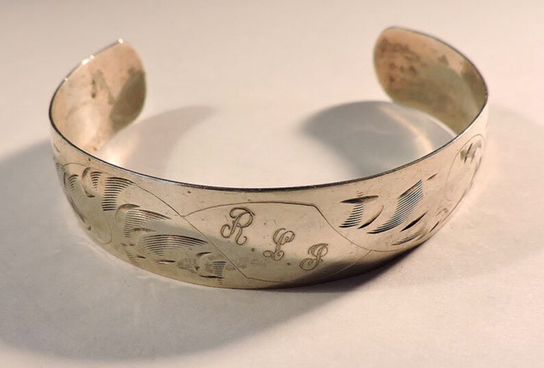 Vintage Forstner Sterling Silver Floral Etched Cuff Bracelet - Etsy