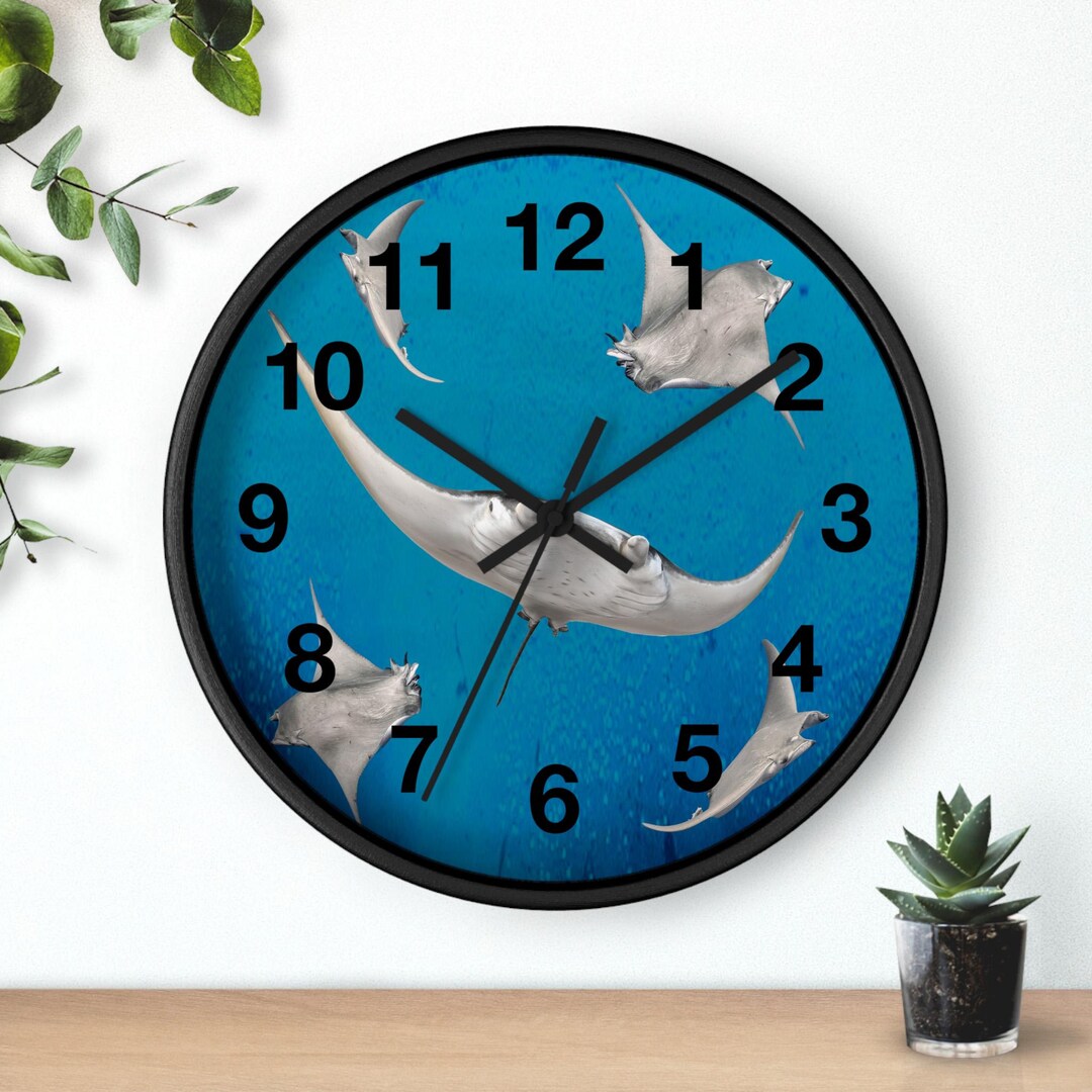 Manta Ray Wall Clock | Ocean Sea Life, Silent Movement - Etsy