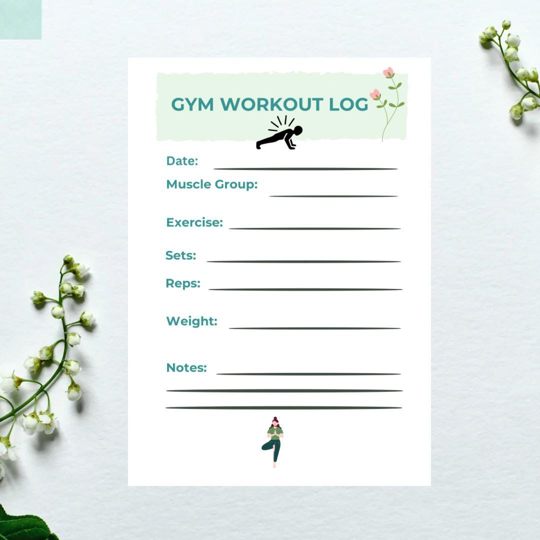 Gym Workout Log Printable | Fitness Tracker | Weight Lifting Planner - Etsy