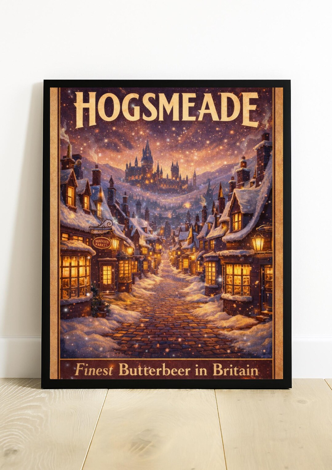 Hogsmeade Winter Village Vintage Travel Poster | Magical Wizarding Art ...