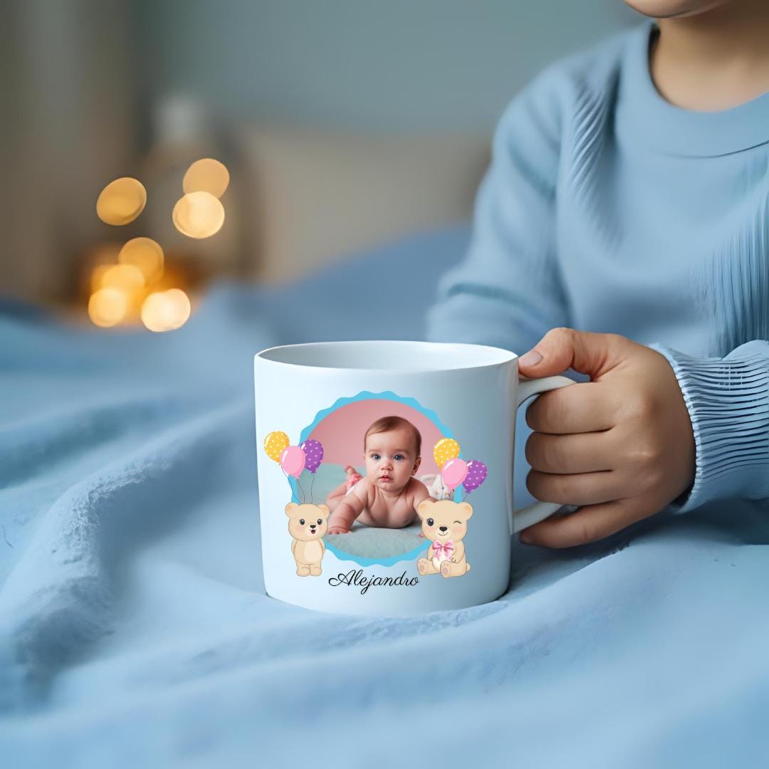 Personalized Baby Photo Mug – Teddy Bear Design, Keepsake Gift - Etsy