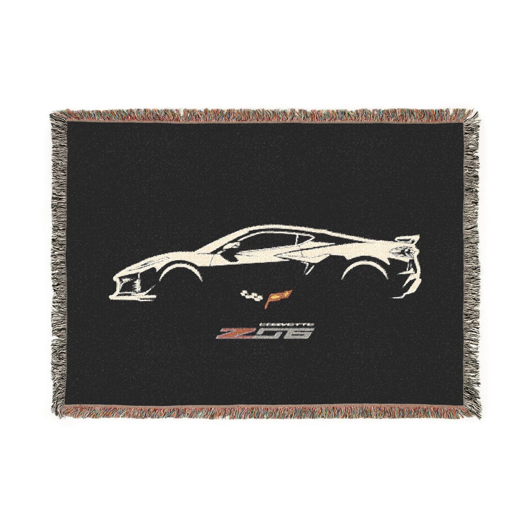 Corvette Stingray Outline Woven Blanket | Sports Car Silhouette Throw ...