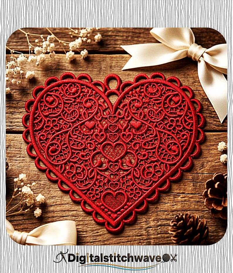 FSL Red Heart Valentine Machine Embroidery Design 5x5, 7x7 & EMB Source ...