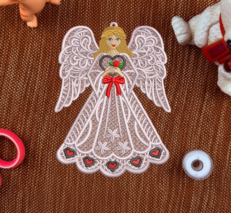 FSL Angel Ornament Embroidery Design, Freestanding Lace Christmas ...