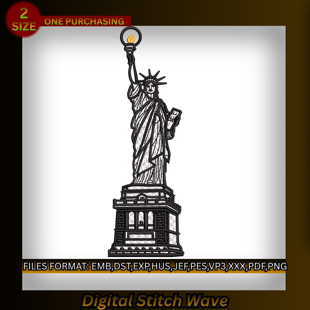 Statue of Liberty FSL Embroidery Design, Patriotic Lace Pattern (pdf ...