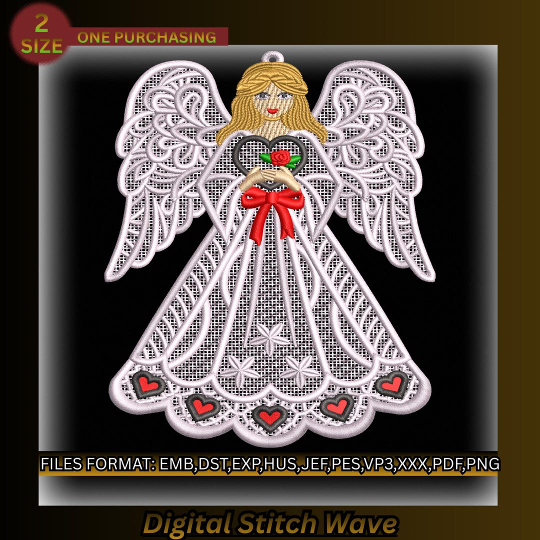 FSL Angel Ornament Embroidery Design, Freestanding Lace Christmas ...