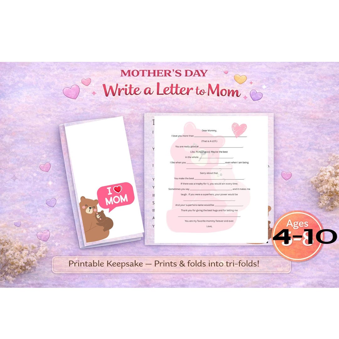 Mother's Day Fill-in-the-blank Letter | Printable Mom Keepsake Activity ...