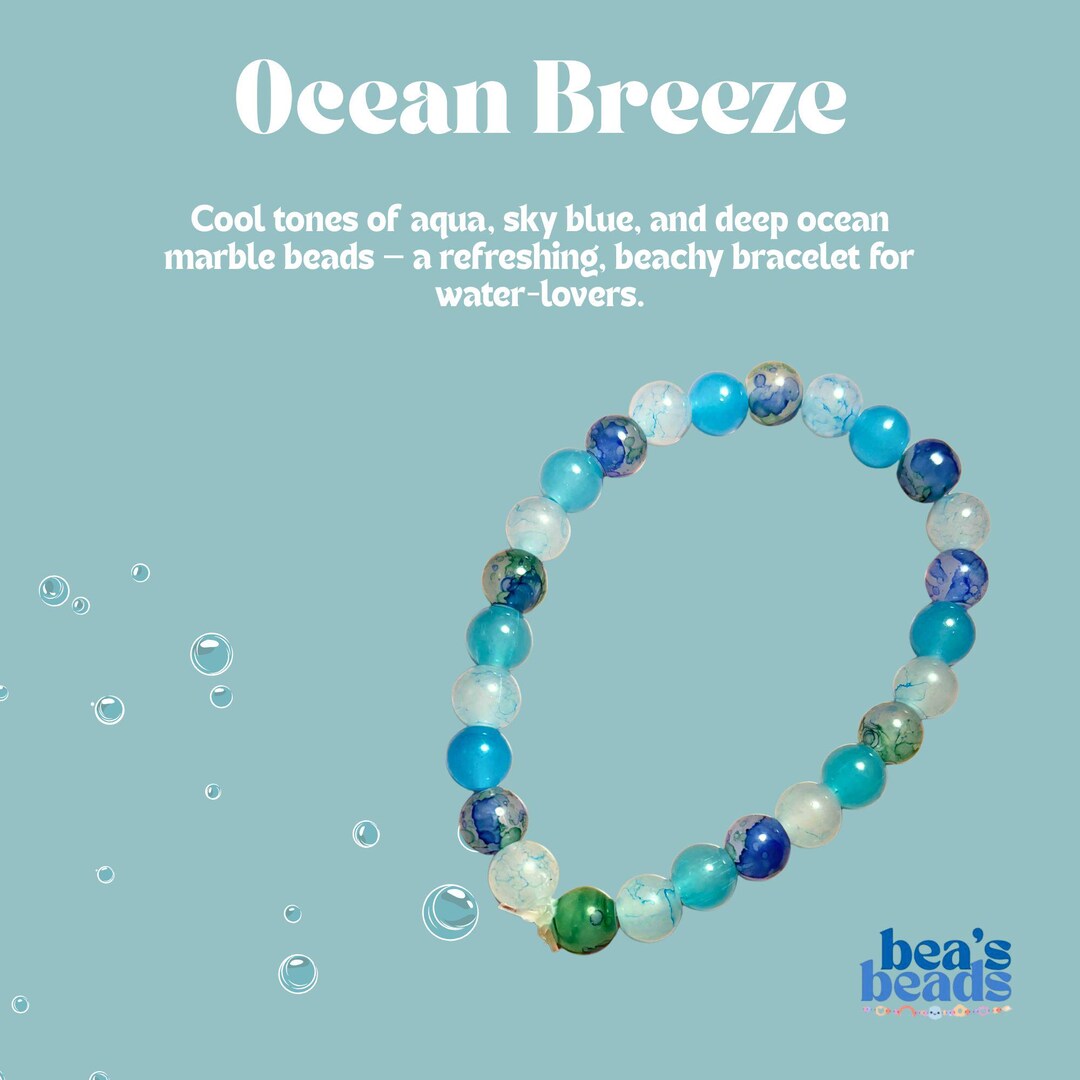 Ocean Breeze Marble Bead Bracelet - Etsy