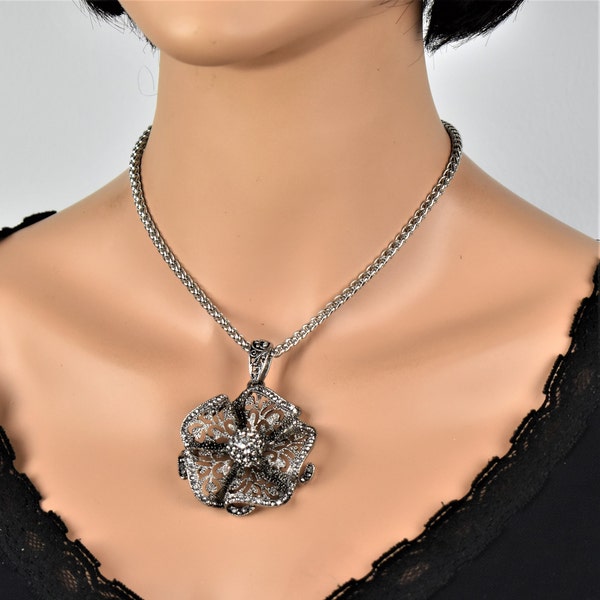 Large Silver Pendant - Etsy