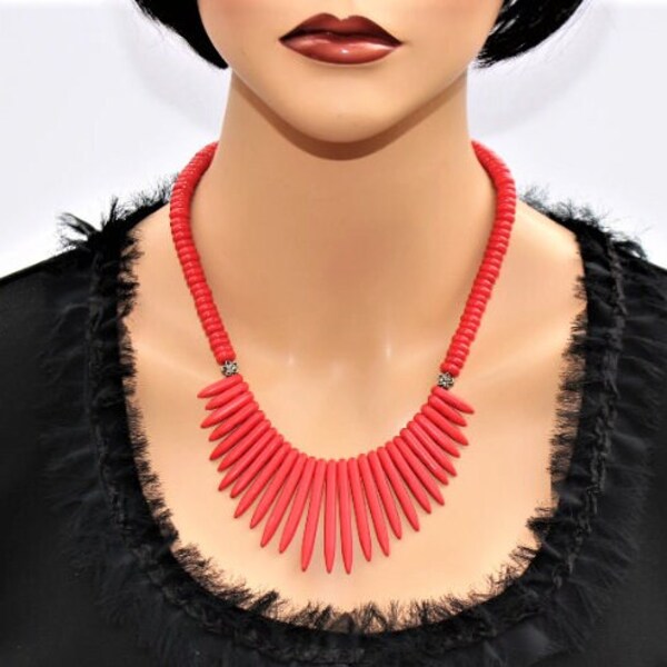 Red Bib Necklace - Etsy