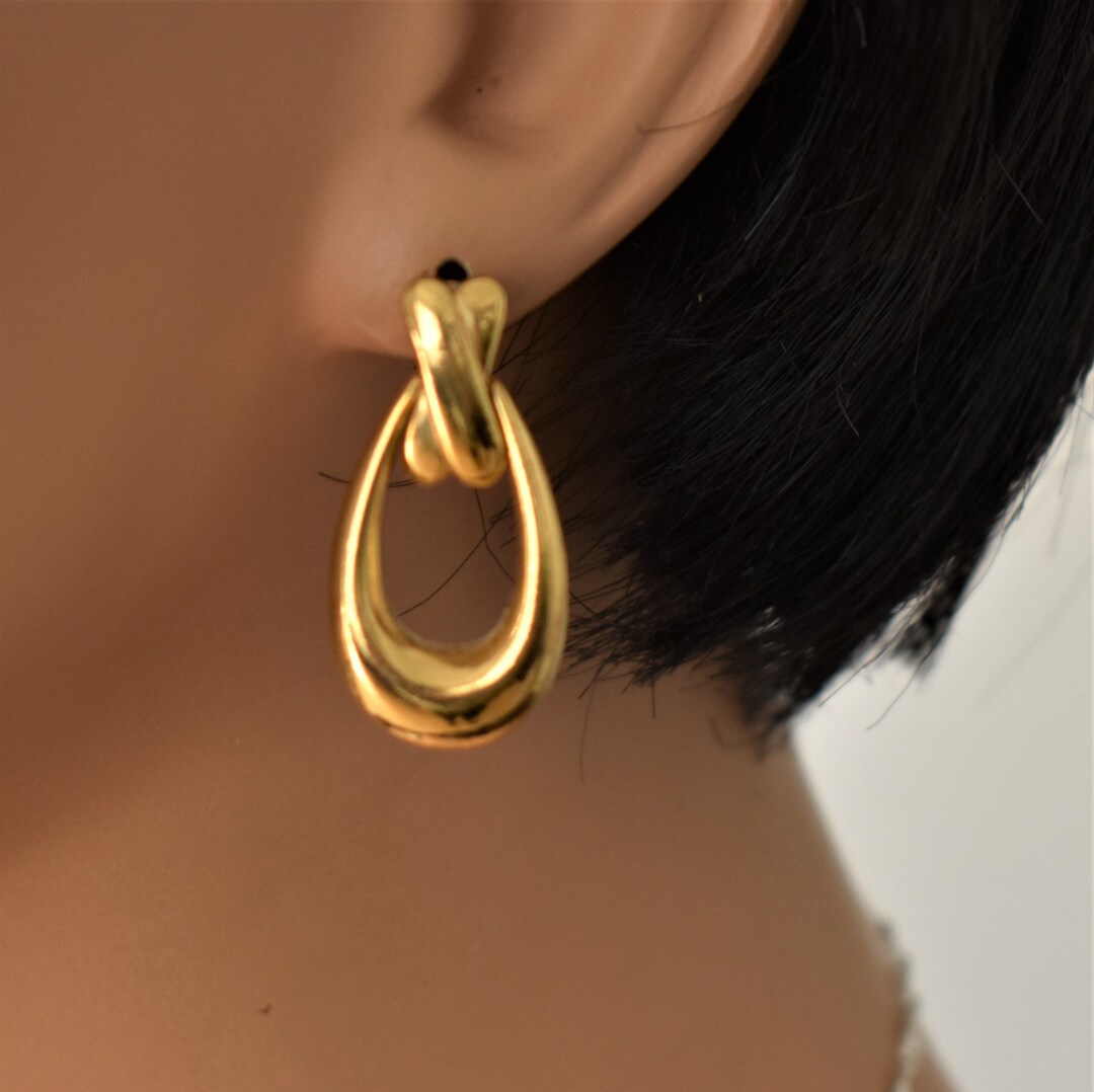 Vintage Avon Hoop Earrings Gold Door Knocker Hoops Avon Stud Earrings ...
