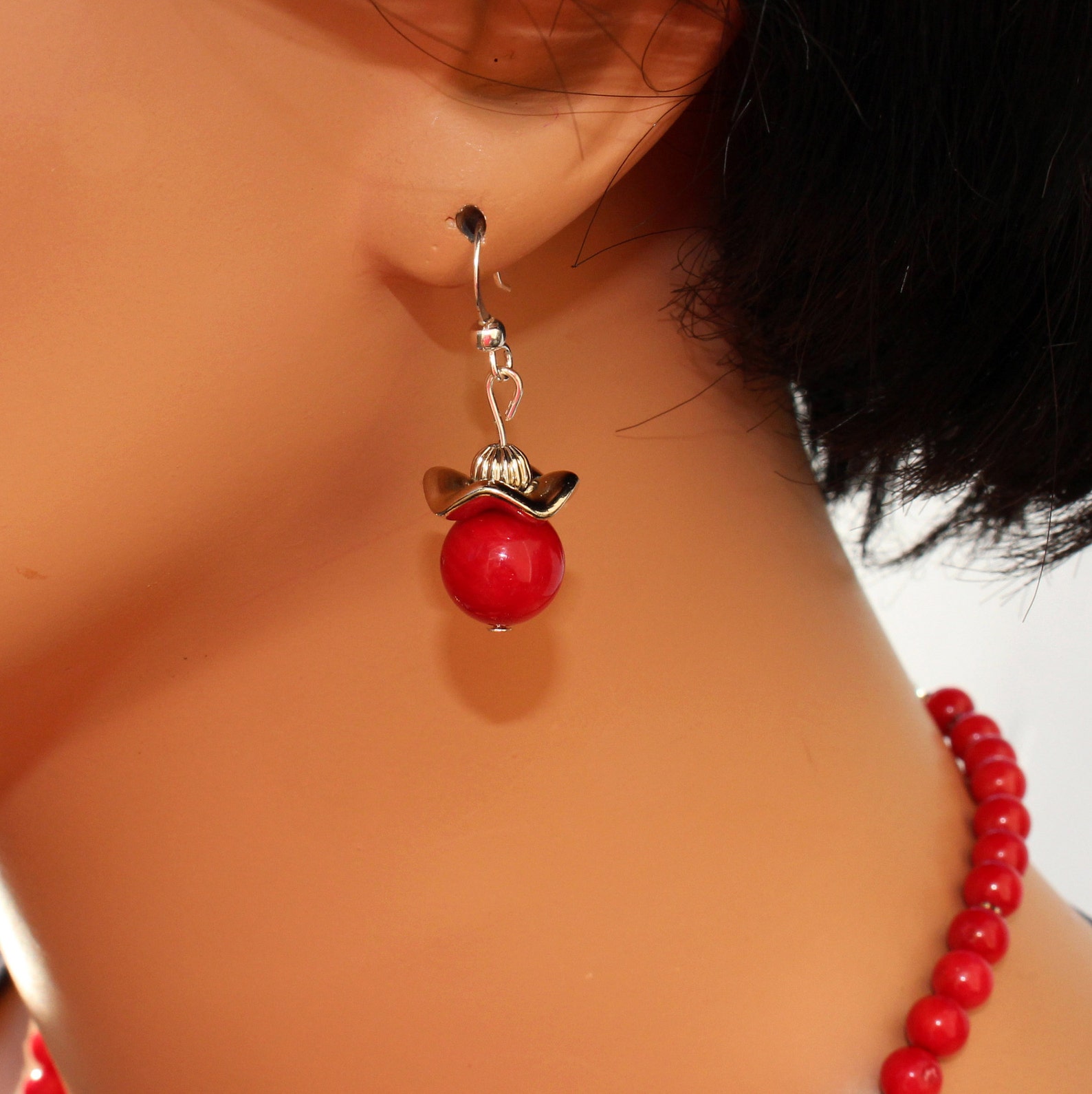 Italian Red Coral Statement Necklace Chunky Coral Choker Ethnic Artisan ...