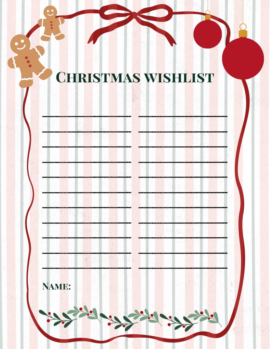 Printable Christmas Wishlist for Kids | Editable Canva Template ...