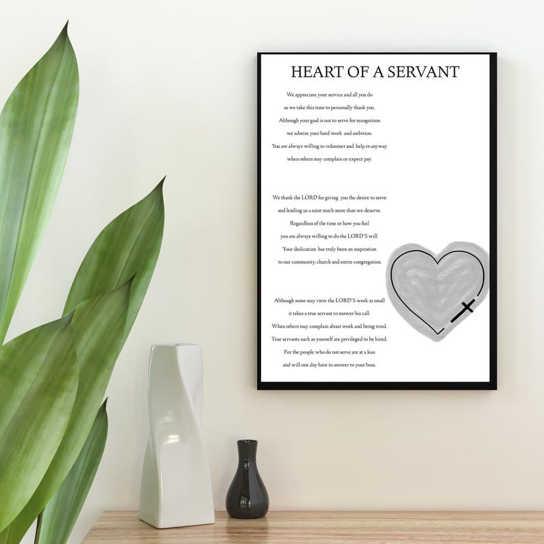 Heart of a Servant Poem, Christian Poem Wall Art, Heart of a Servant ...
