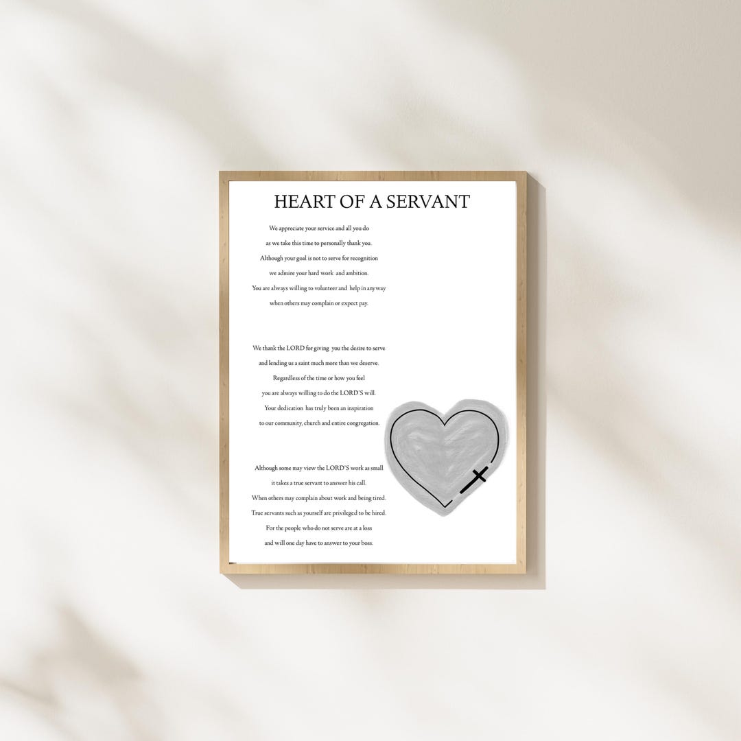 Heart of a Servant Poem, Christian Poem Wall Art, Heart of a Servant ...