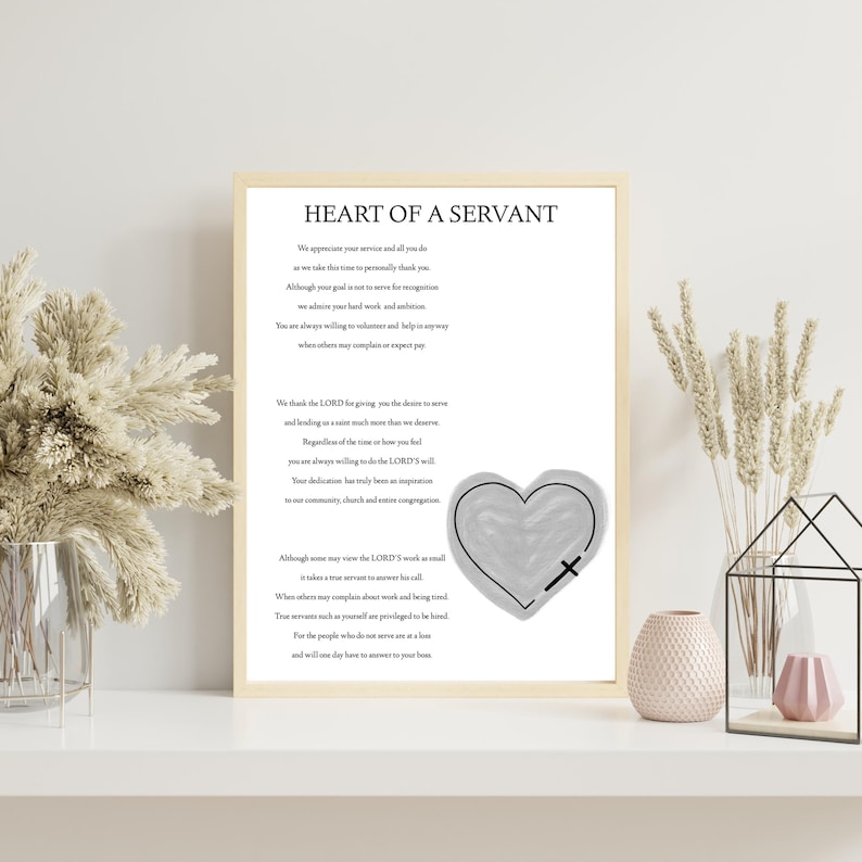 Heart of a Servant Poem, Christian Poem Wall Art, Heart of a Servant ...