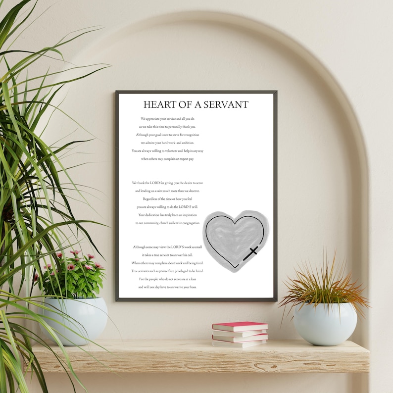 Heart of a Servant Poem, Christian Poem Wall Art, Heart of a Servant ...