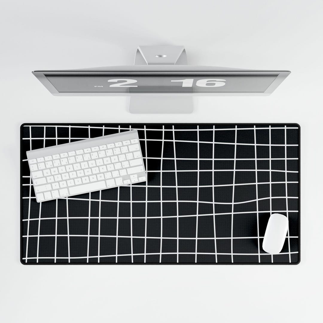 Black Grid Pattern Desk Mat | Modern Minimalist Office Mousepad - Etsy